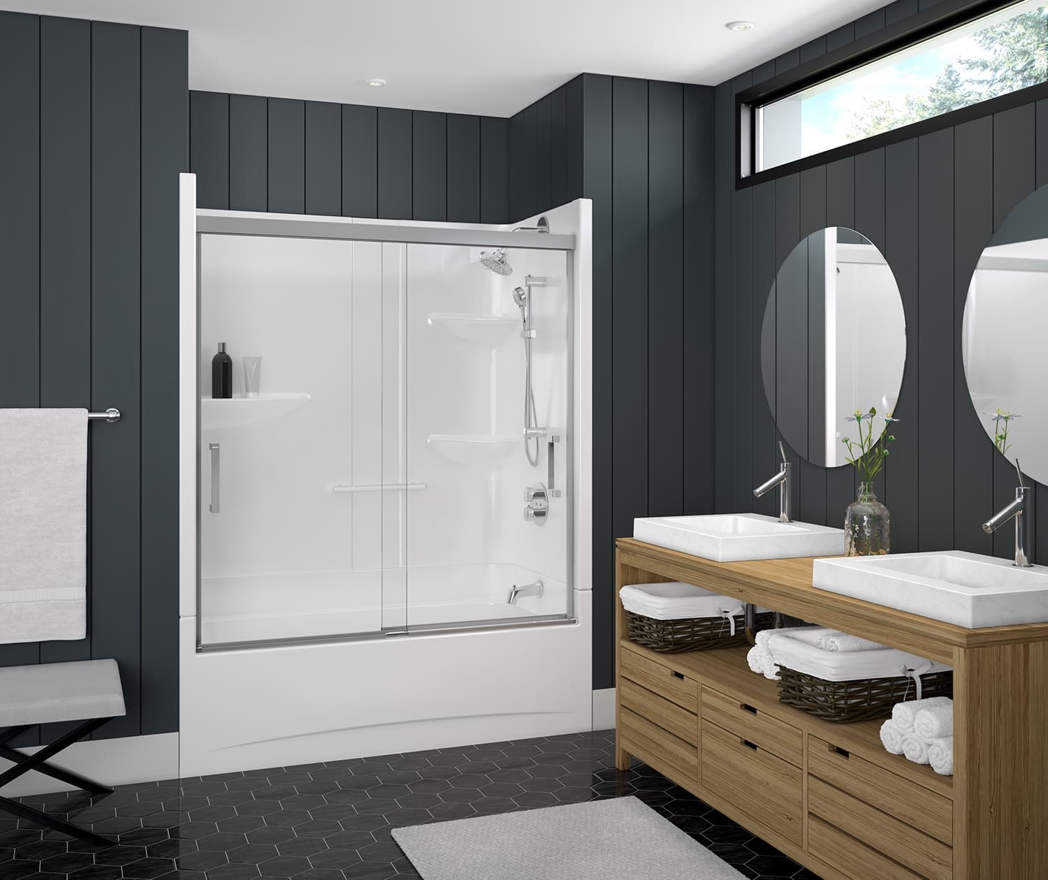 MAAX Incognito 57 51-54 x 56 ¾ in. 8mm Sliding Tub Door for Alcove ...